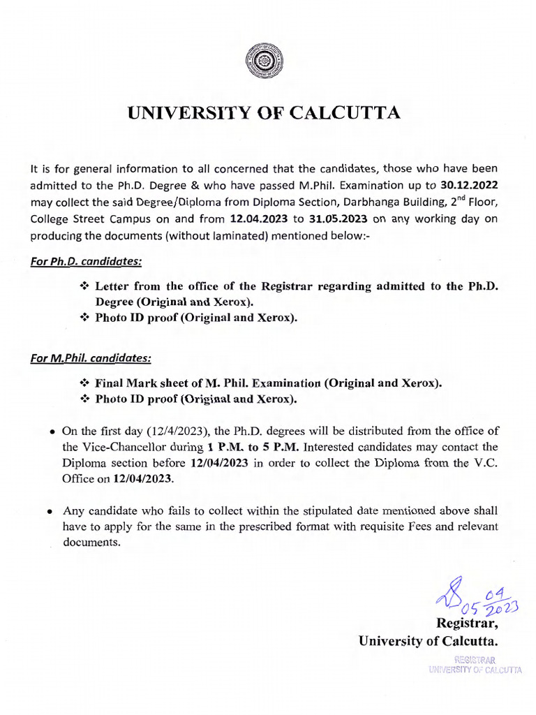 PHD Mphil Notice 2023 | PDF