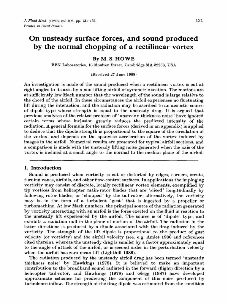 Unsteady Surface Forces and Sound from Vortex Chopping | PDF | Lift ...