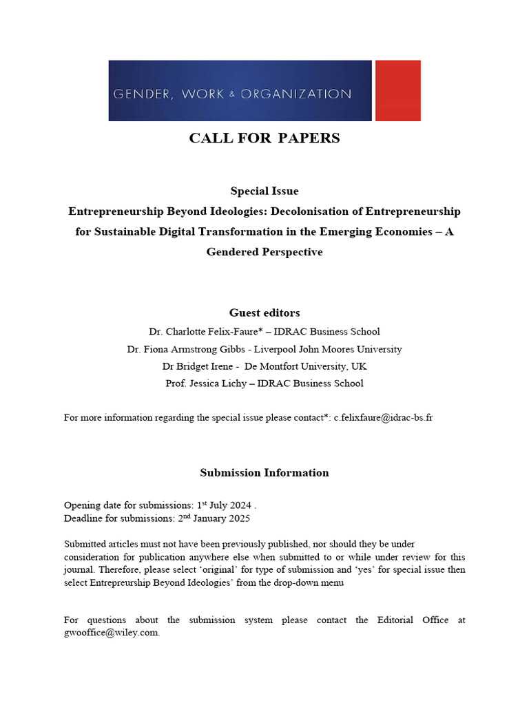 Special Issue Call For Papers 1731087591 | PDF | Entrepreneurship | Sustainability