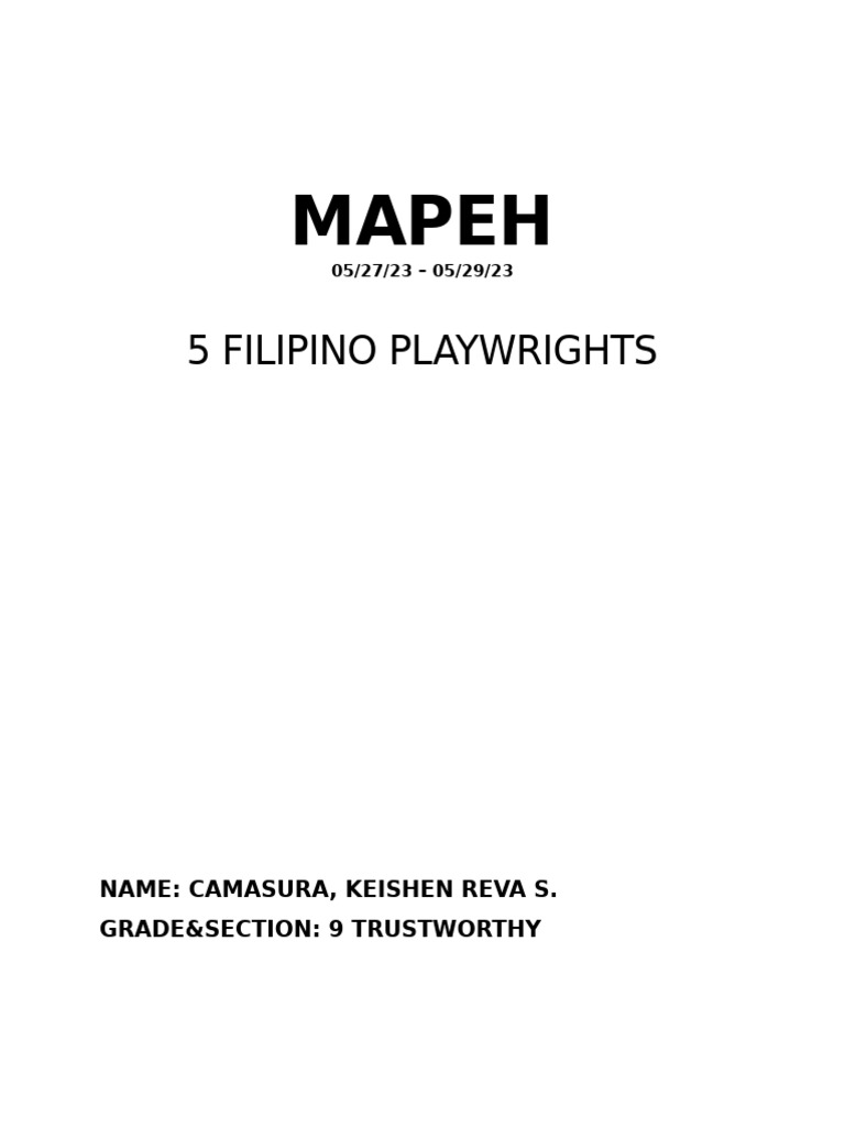 Notable Filipino Playwrights Overview | PDF | Philippines