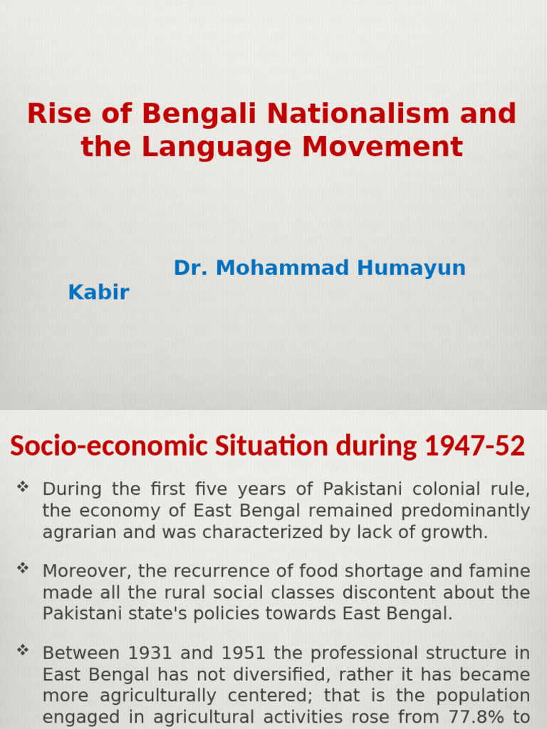 HIS103 - Rise of Bengali Nationalism and The Language Movement | PDF ...