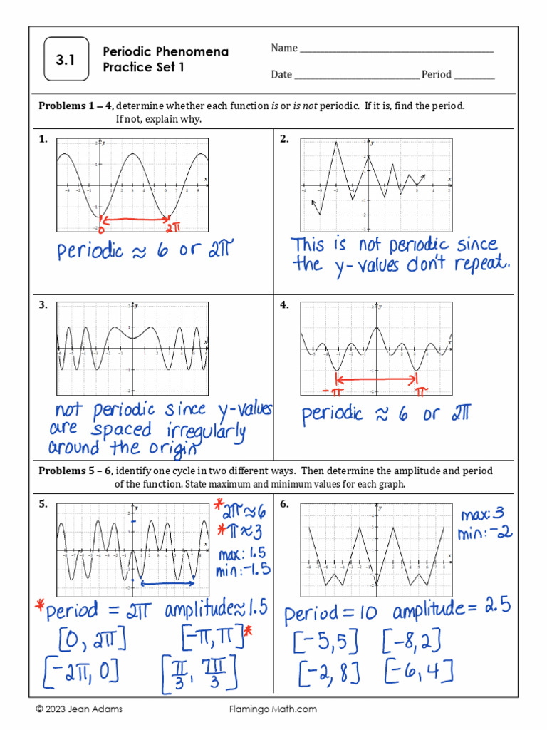 3 1 Practice Key 3 Pdf Waves Function Mathematics