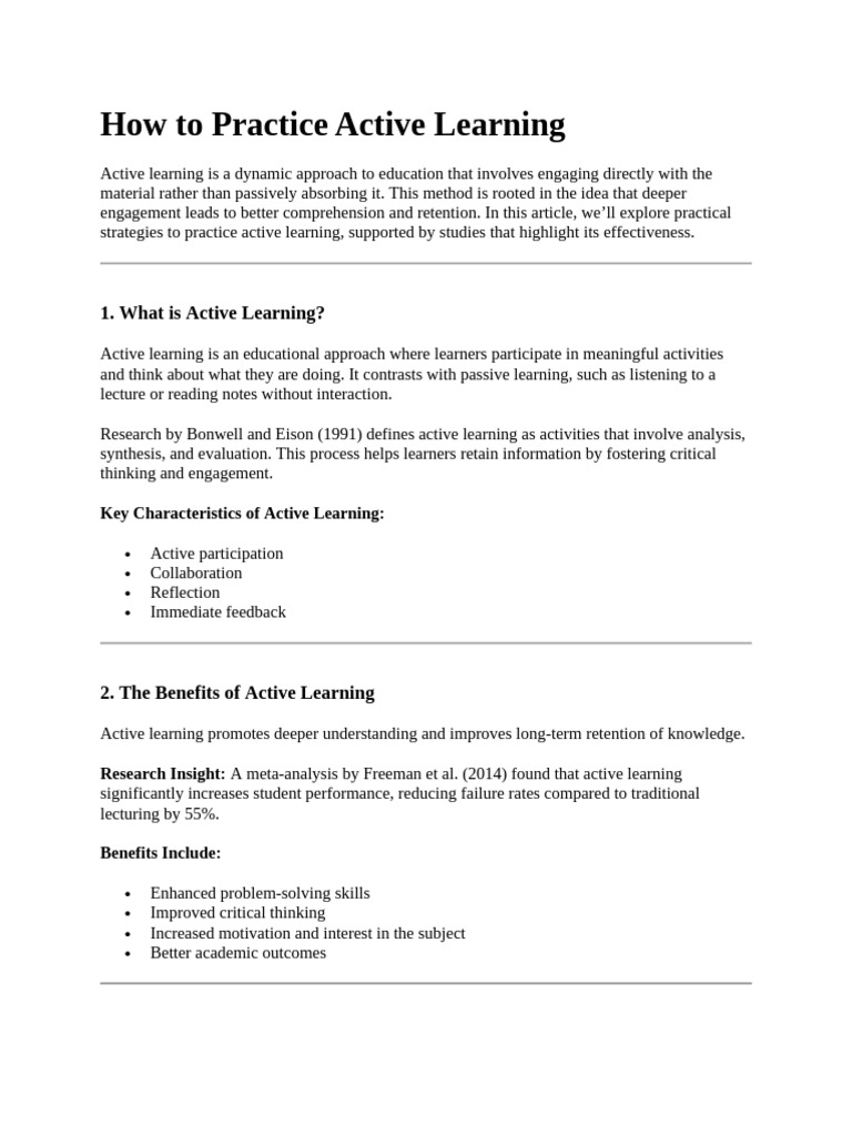 How To Practice Active Learning | PDF | Learning | Behavior Modification