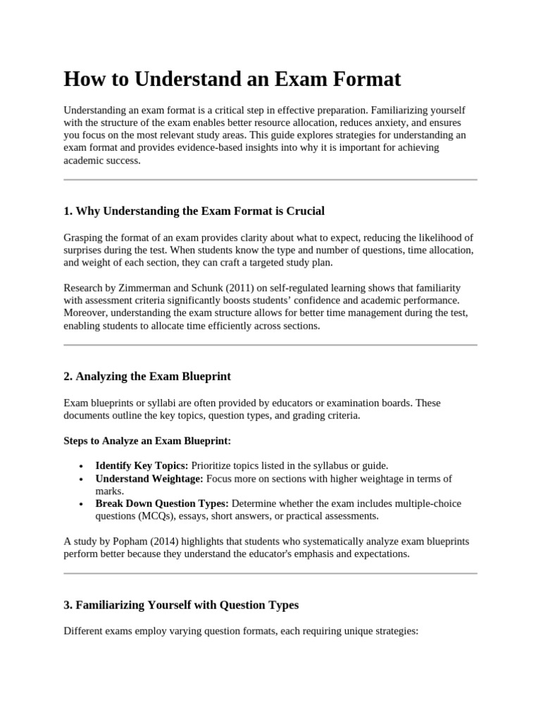 Exam Format Mastery for Students | PDF | Multiple Choice | Rubric ...