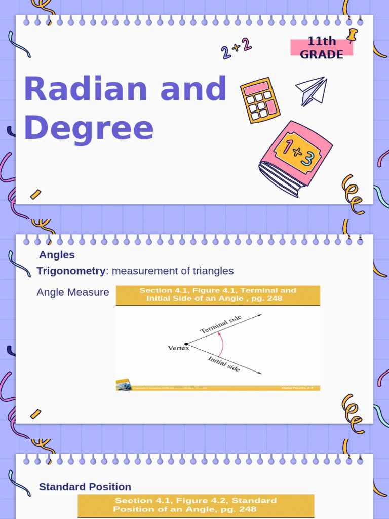 Radian and Degree I | PDF | Angle | Cartesian Coordinate System