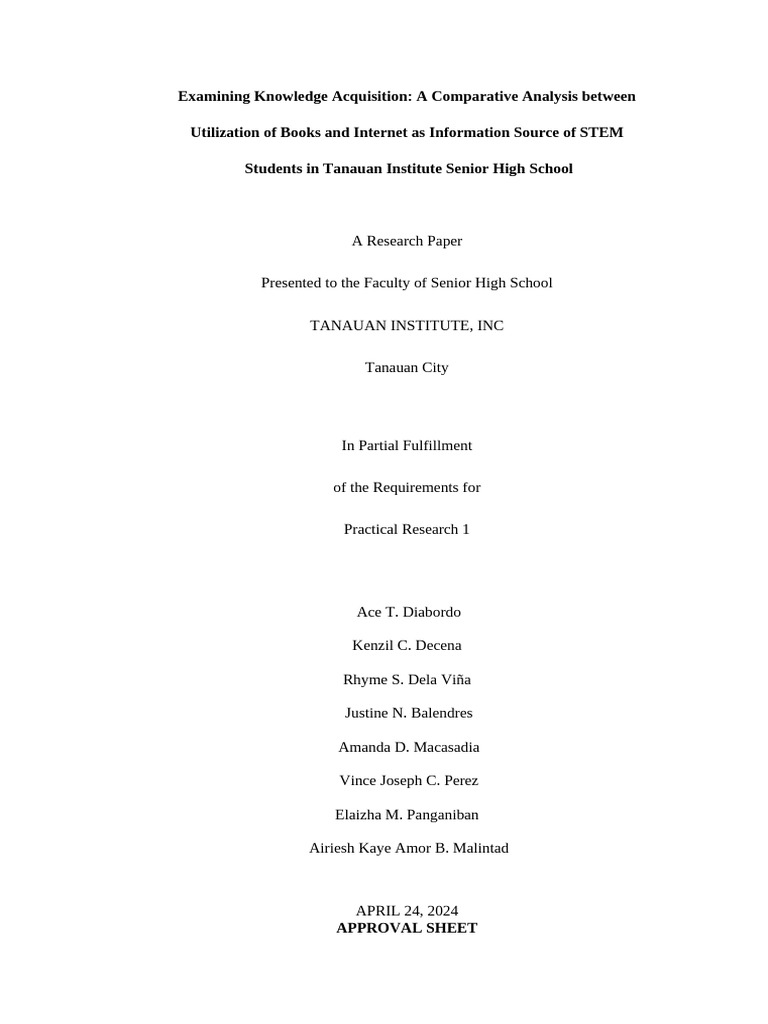 STEM Knowledge Sources in Tanauan Institute | PDF | Knowledge | Libraries