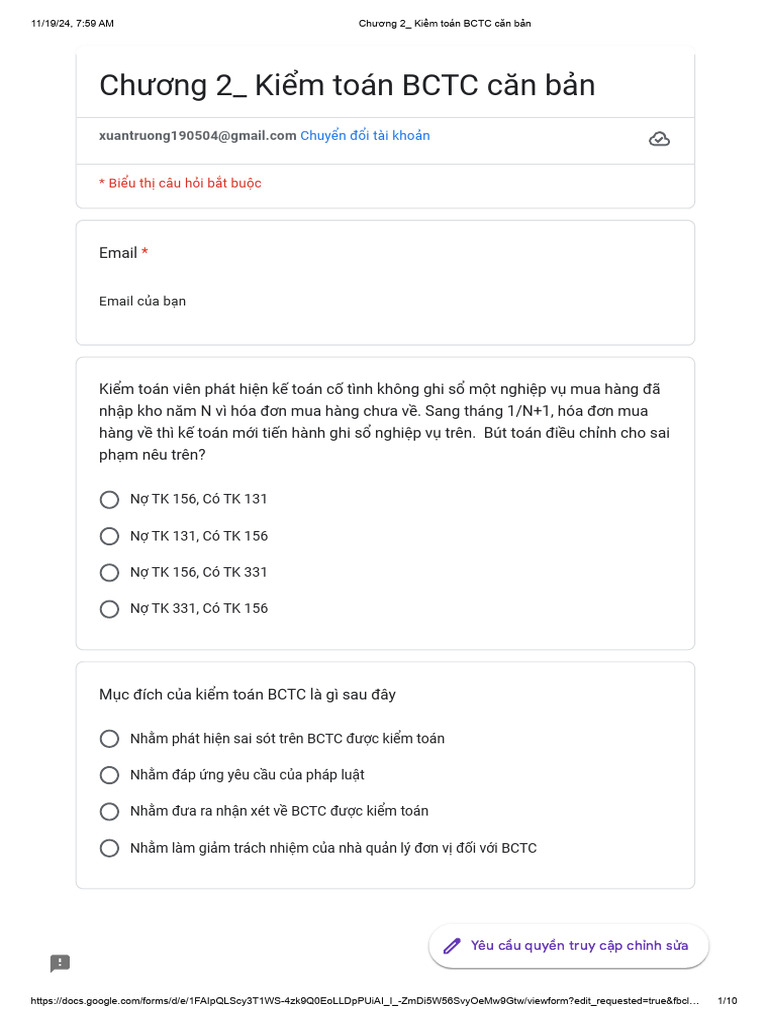 Chương 2 - Kiểm toán BCTC căn bản | PDF
