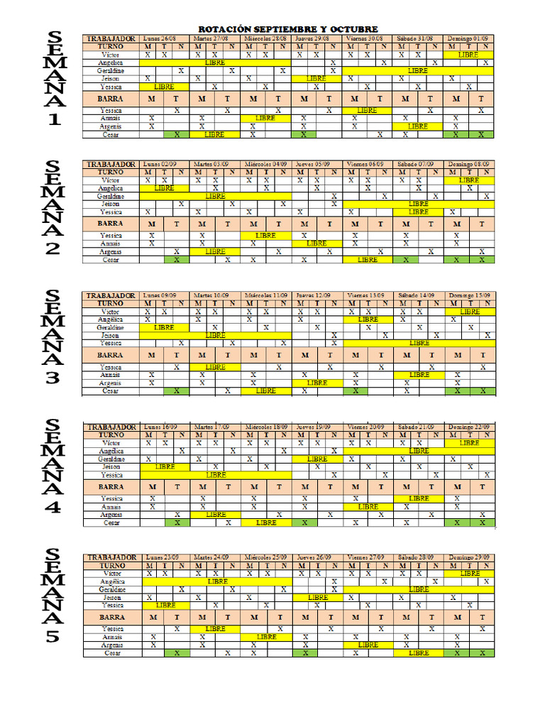 Semanas Septiembre y Octubre | PDF