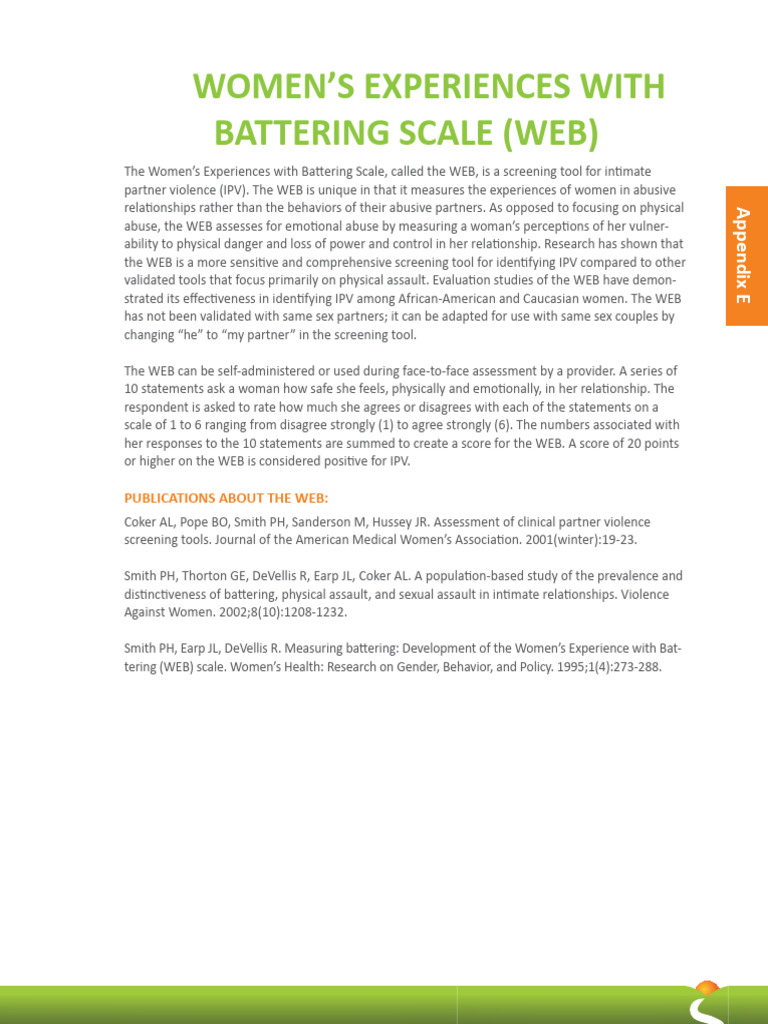 WEB Scale: IPV Screening Tool | PDF | Psychological Abuse | Violence