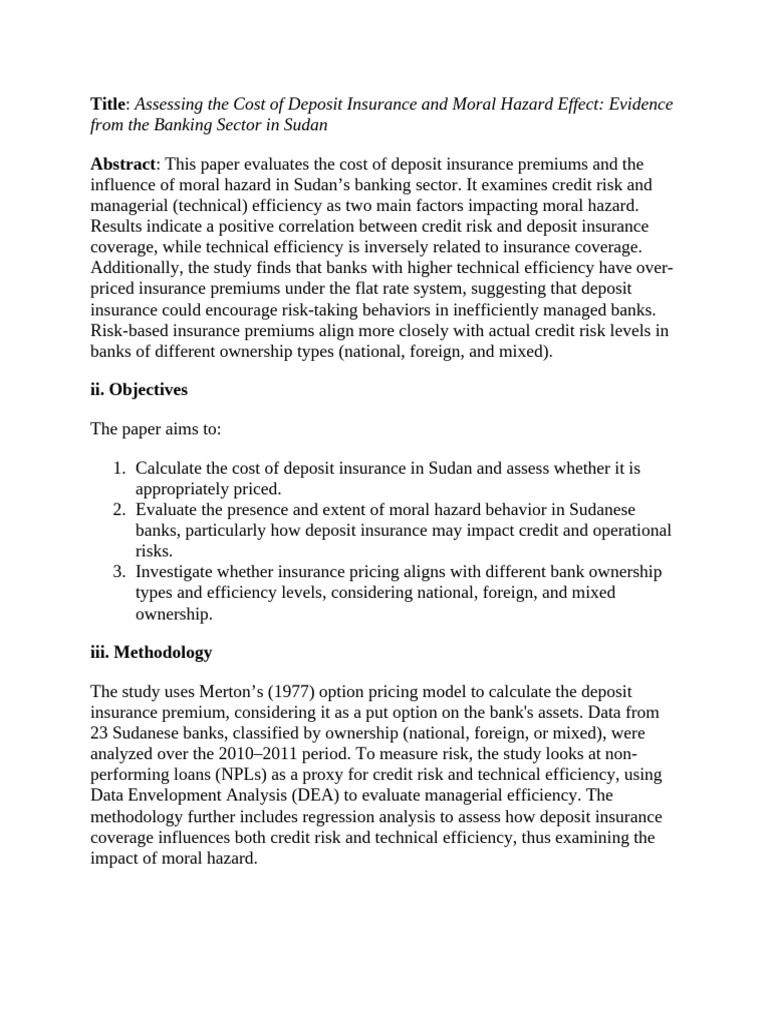 04 - Assessing The Cost of Deposit Insurance and Moral Hazard Effect ...