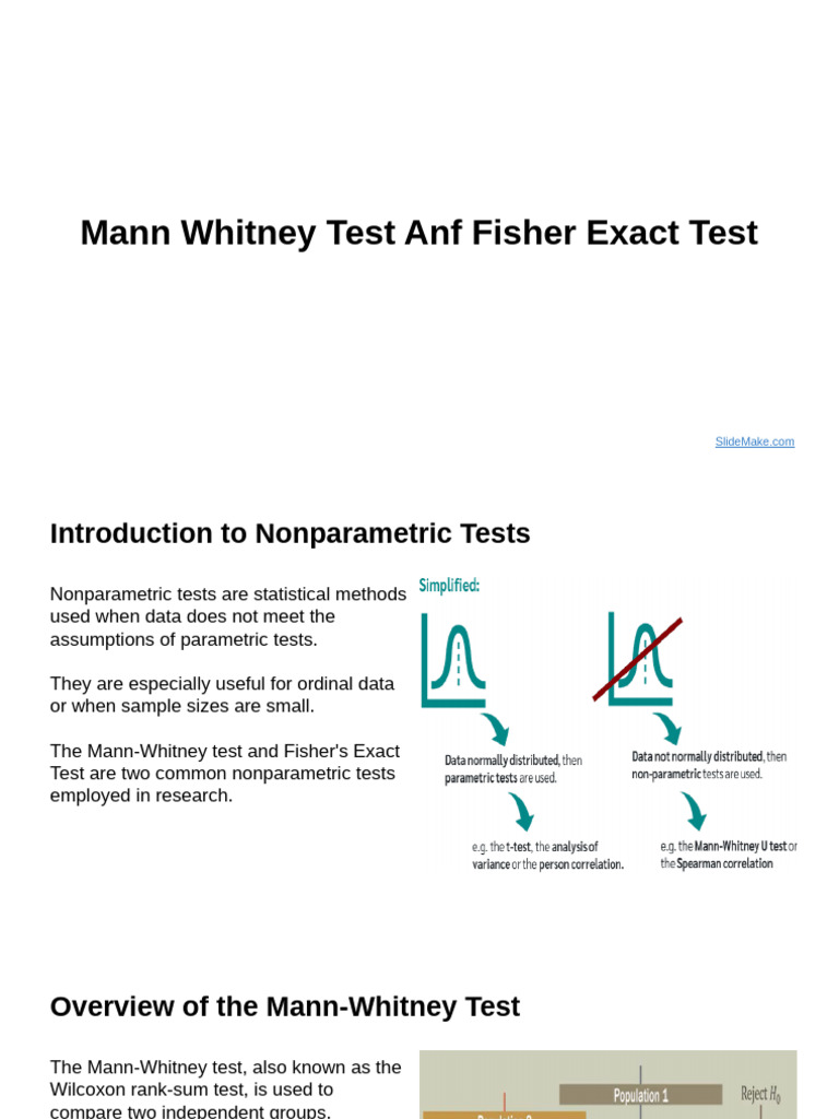 Mann Whitney Test Anf Fisher Exact Test | PDF | Mann–Whitney U Test ...