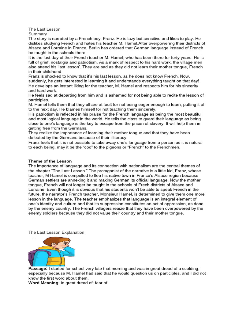 The Last Lesson-3 | PDF | Classroom