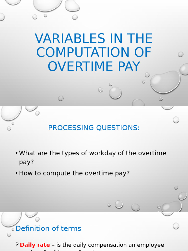 Variables in The Computation of Overtime Pay | PDF | Cost Of Living ...