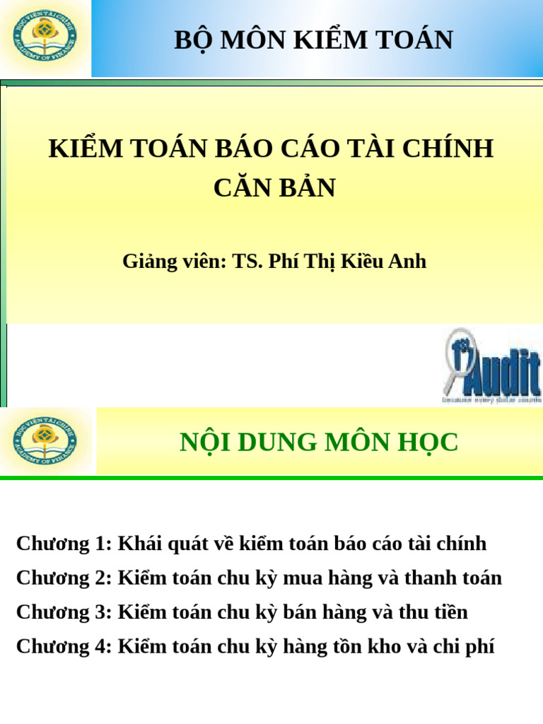 1.Slides Kiểm toán BCTC 2022 - Chương 1,2 | PDF