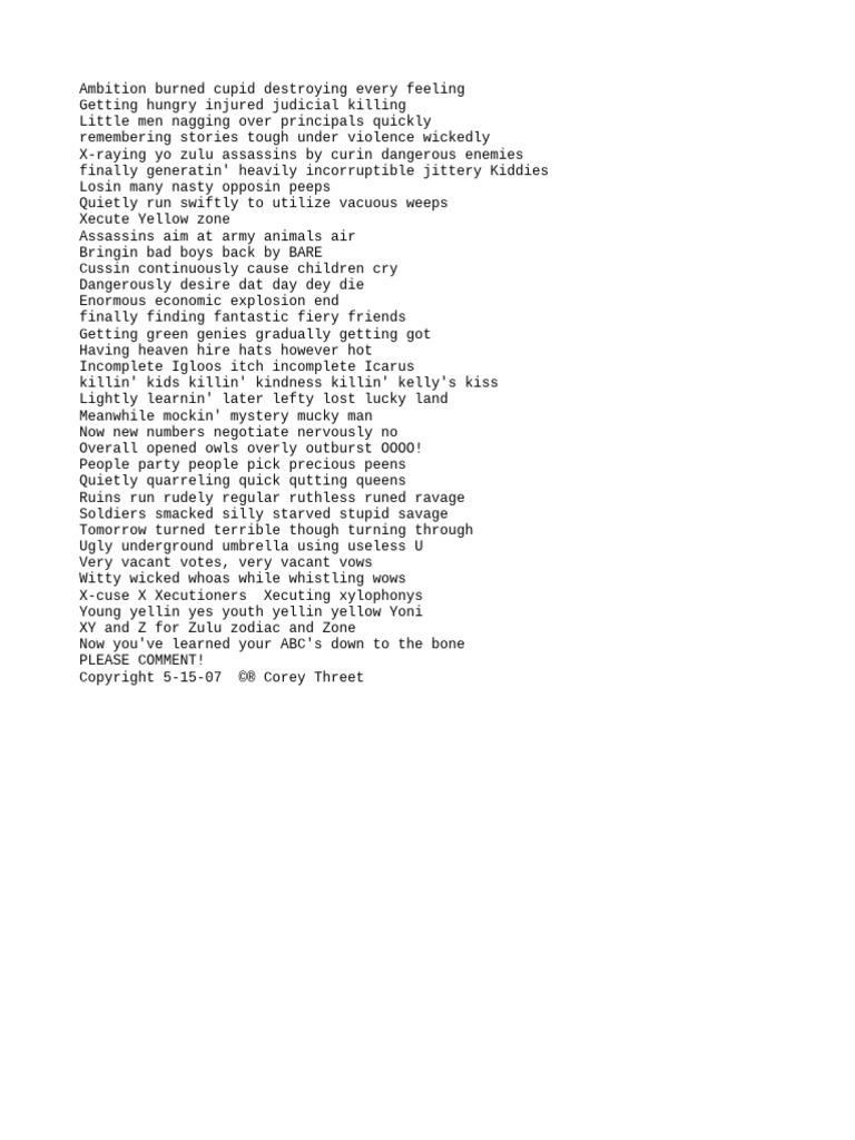 Abc Poems Abc C51507 Poemby Corey Threet | PDF | Mystery, Thriller ...