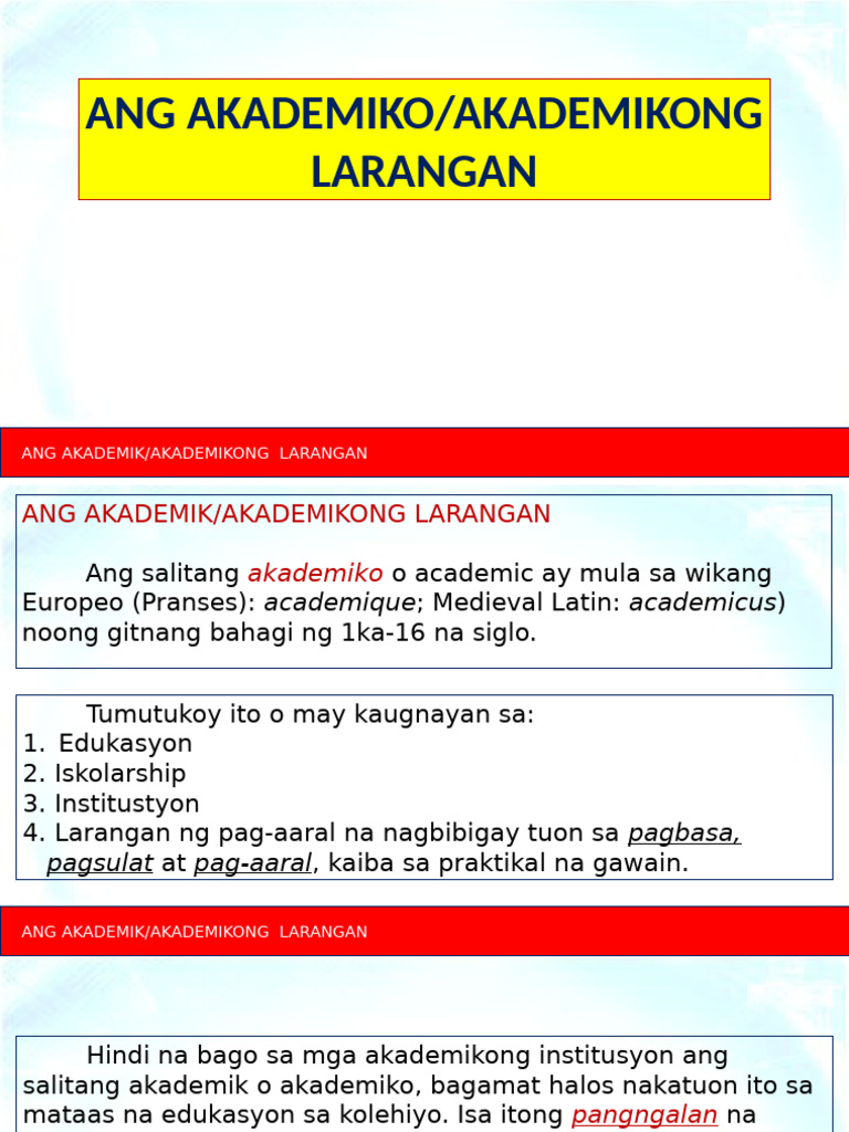 3 Ang Akademik o Akademiko | PDF