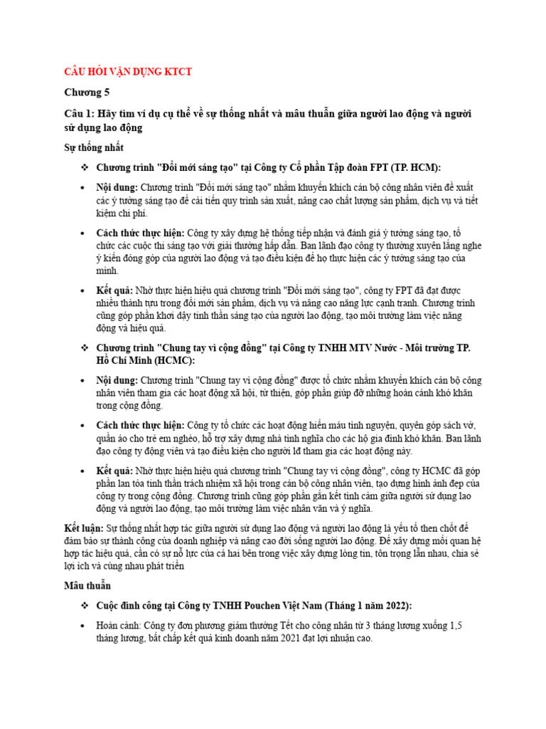 Câu Hỏi Vận Dụng Ktct | PDF