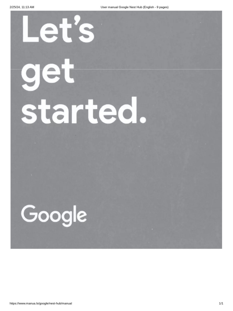 User Manual Google Nest Hub (English - 9 Pages) | PDF