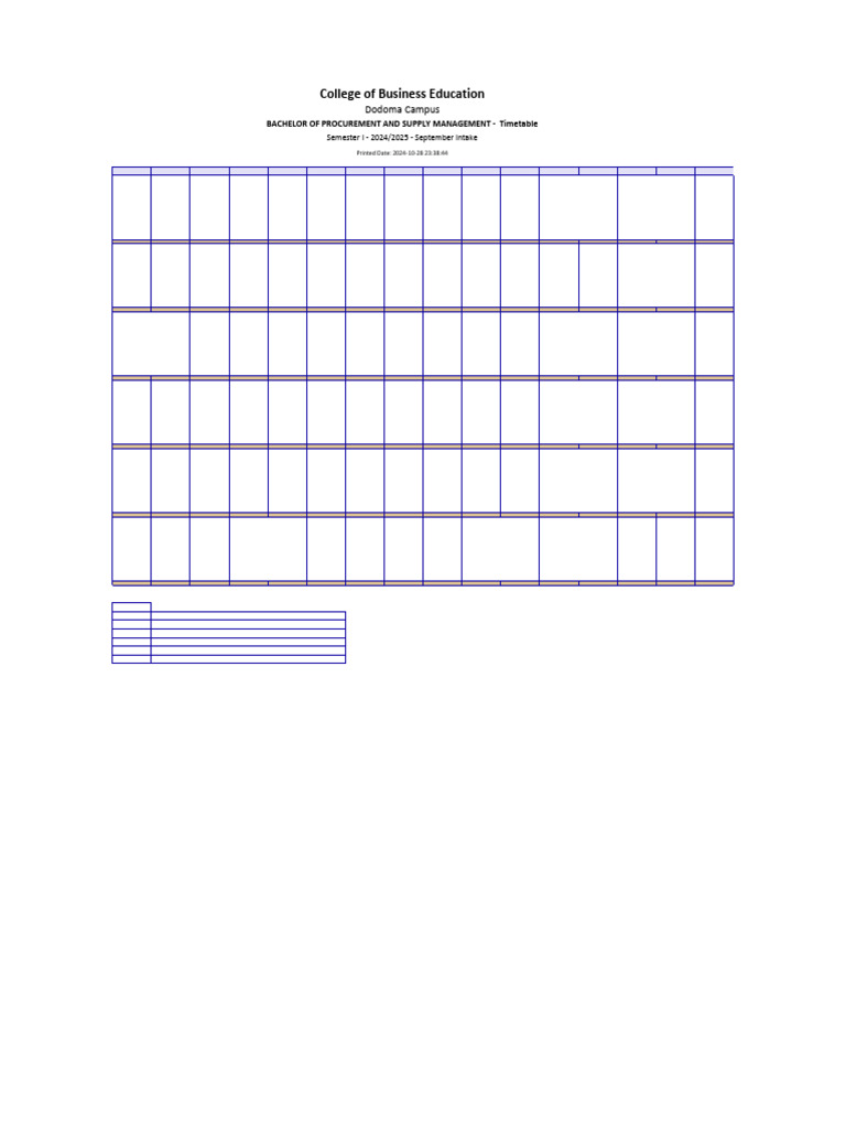 Procurement & Supply Timetable | PDF