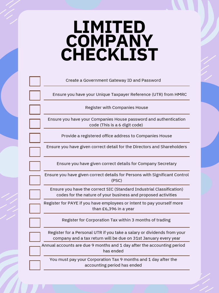 Your Very Own Limited Company Checklist Uk | PDF