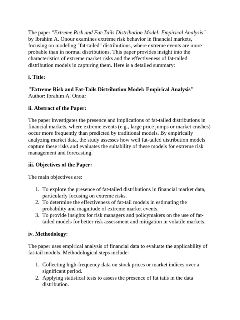 18 - Extreme Risk and Fat-Tails Distribution Model | PDF | Risk | Value ...