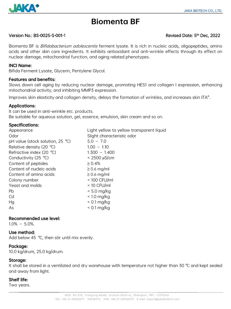 Biomenta BF SP en | PDF