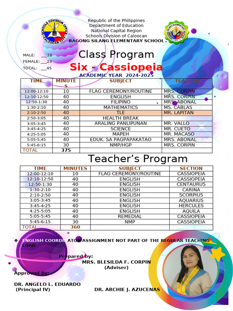 Bagong Silang Elementary Class Program 2024-2025 | PDF