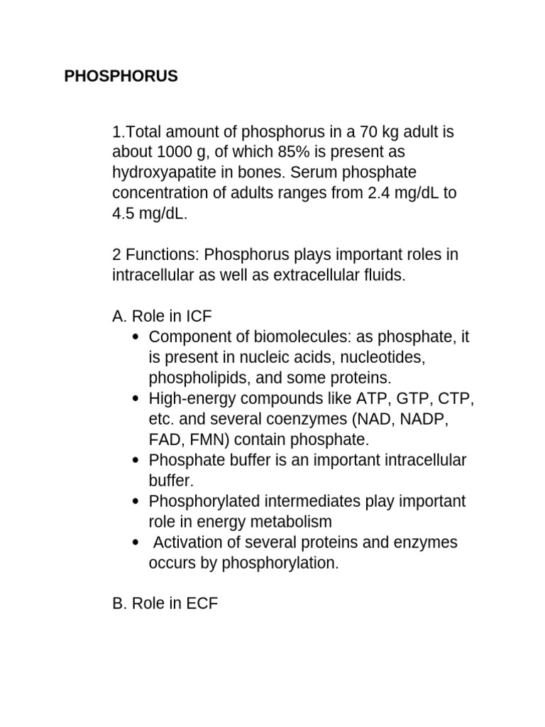 Essential Roles of Phosphorus in Health | PDF | Wellness | Technology ...