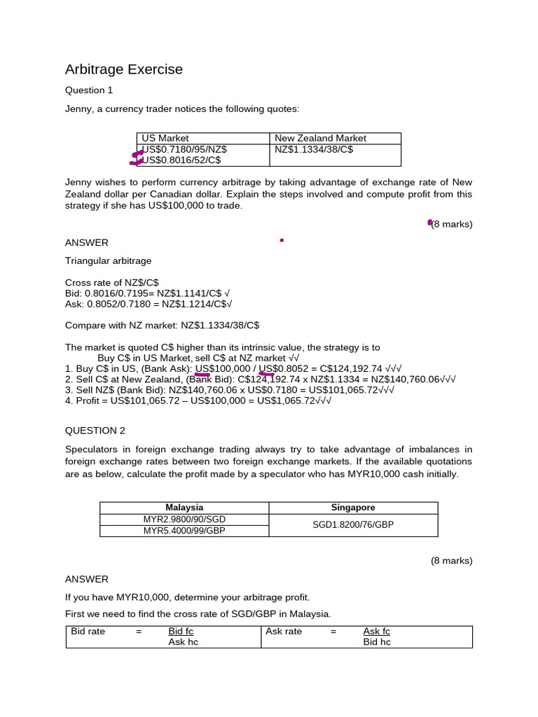 Arbitrage Exercise With Answer | PDF | Foreign Exchange Market ...