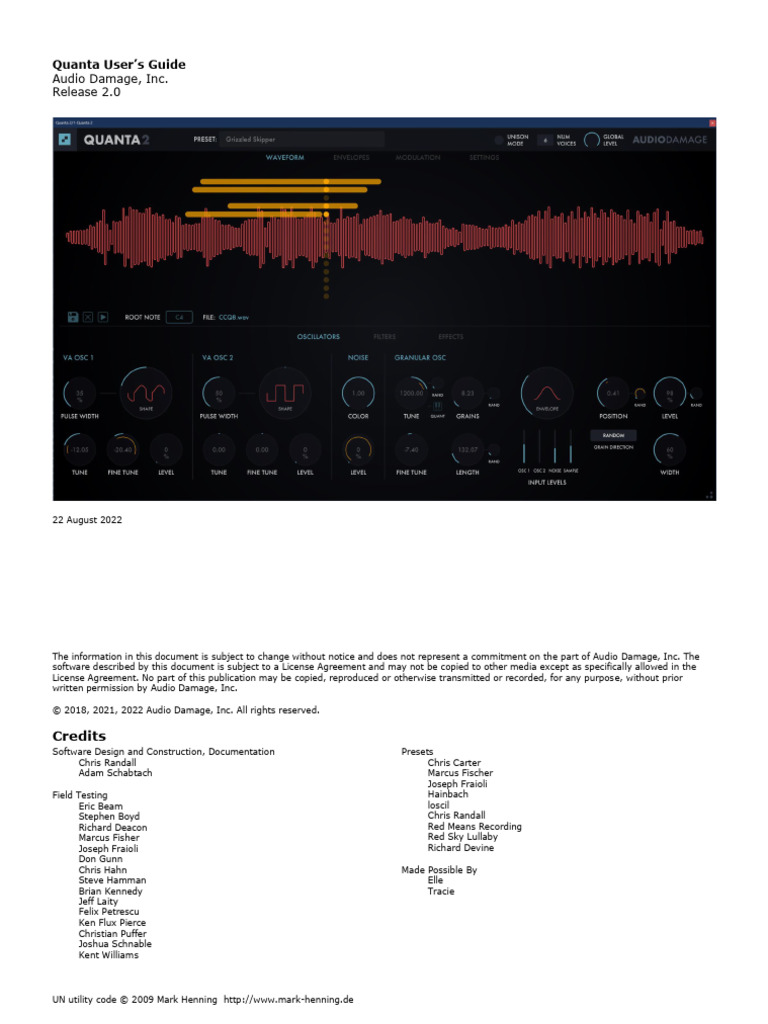 Quanta 2.0 Manual | PDF | Pitch (Music) | Synthesizer