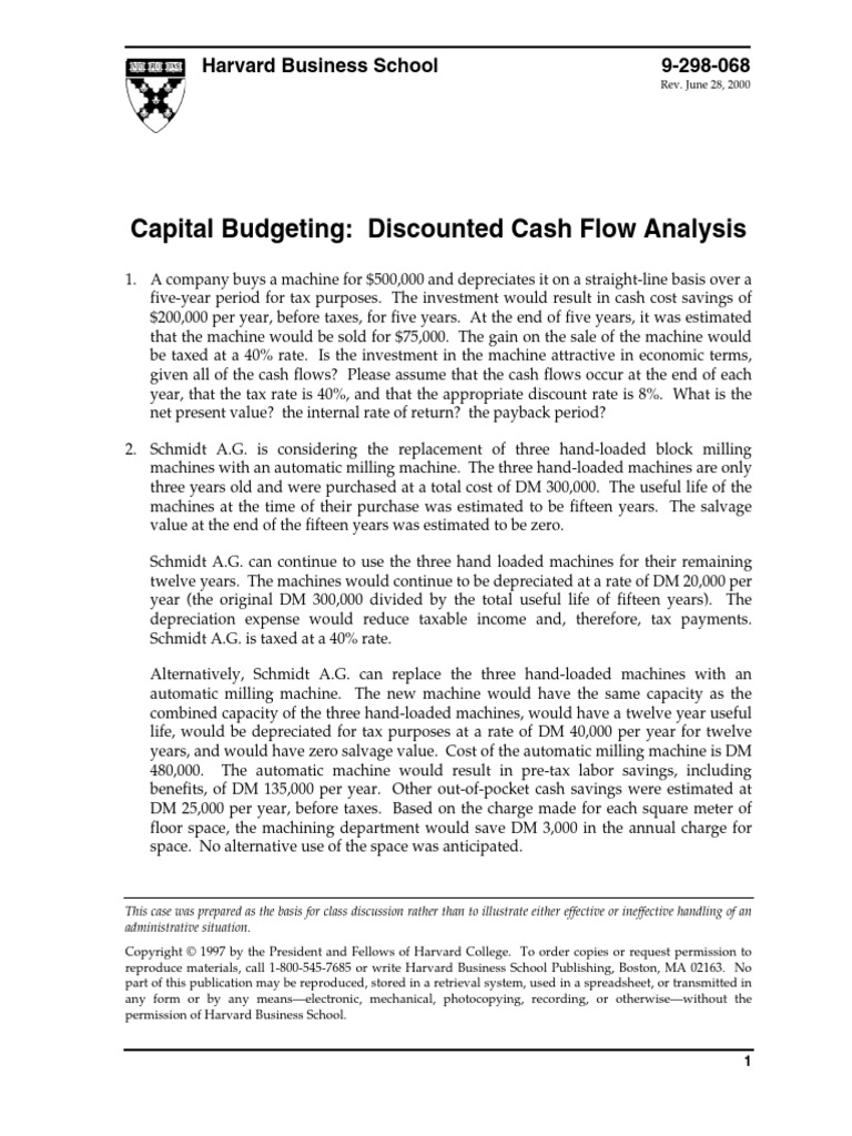 Capital Budgeting Questions HBR - July 20 | PDF | Depreciation | Expense