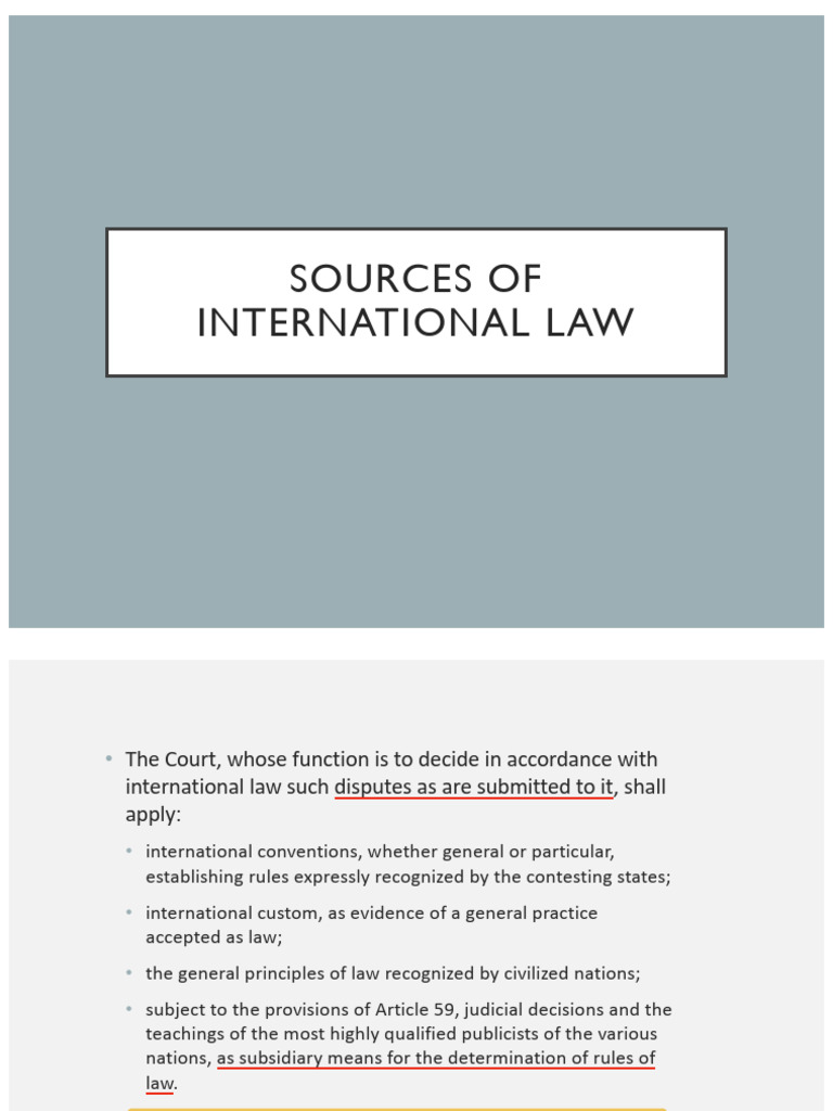 Sources of International Law | PDF | International Law | Treaty