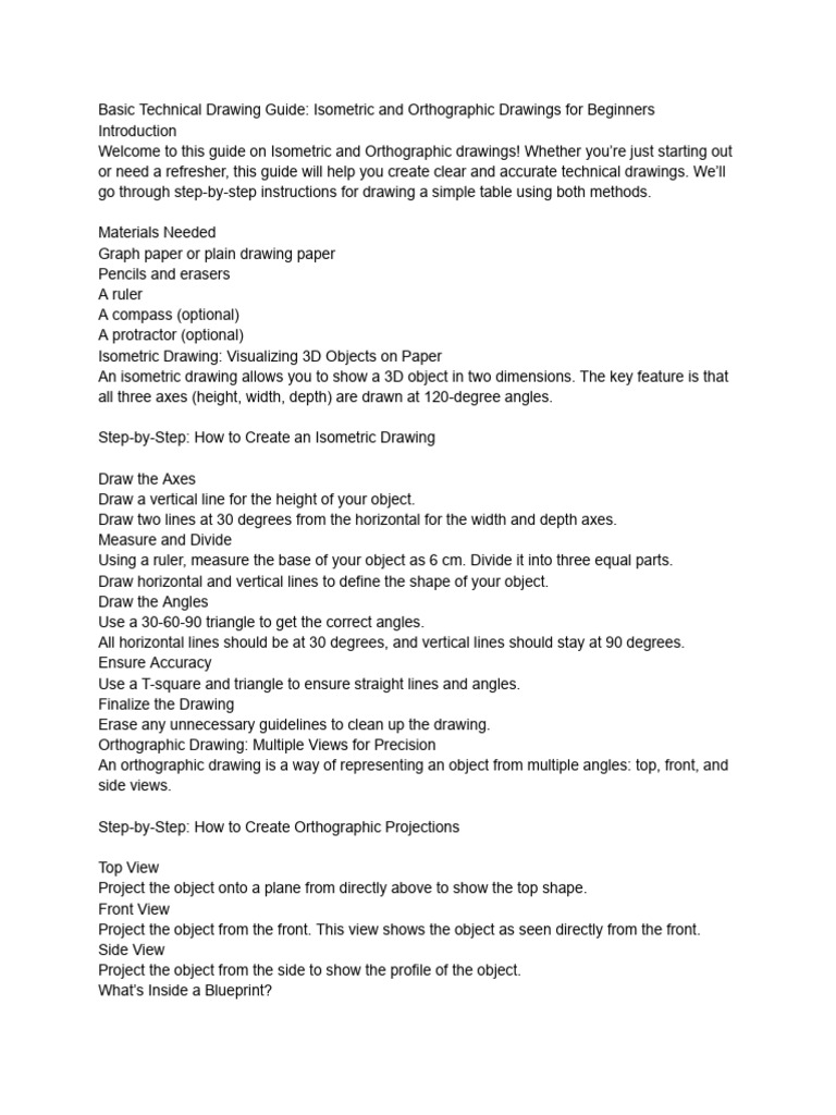 Basic Technical Drawing Guide - Isometric and Orthographic Drawings For ...