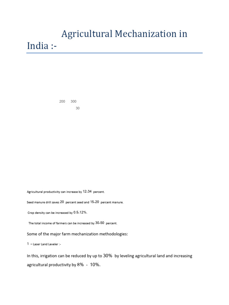 Agricultural Mechanization in India | PDF | Agriculture | Agricultural ...