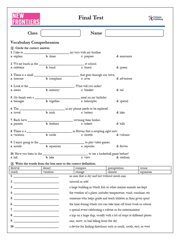 New Frontiers 2 - Final Test | PDF