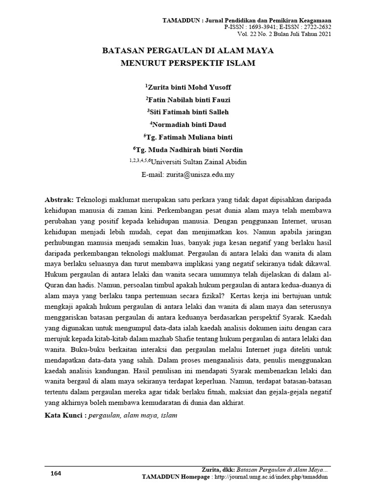 JOURNAL 02 - Batasan Pergaulan Di Alam Maya Menurut Perspektif Islam | PDF | Ilmu Sosial | Komputer
