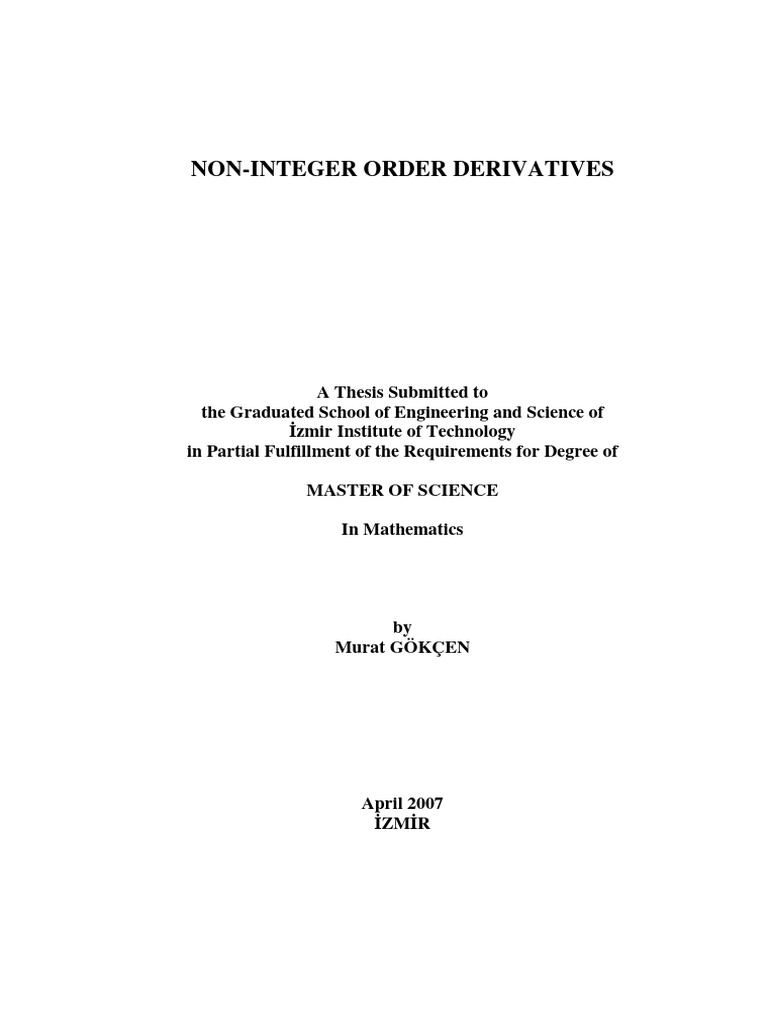 Non-Integer Order Derivatives | PDF