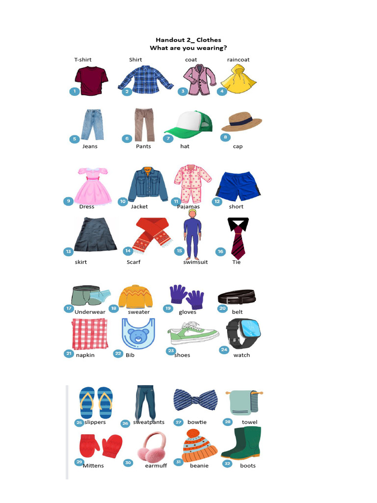 Handout 2 - Clothes | PDF