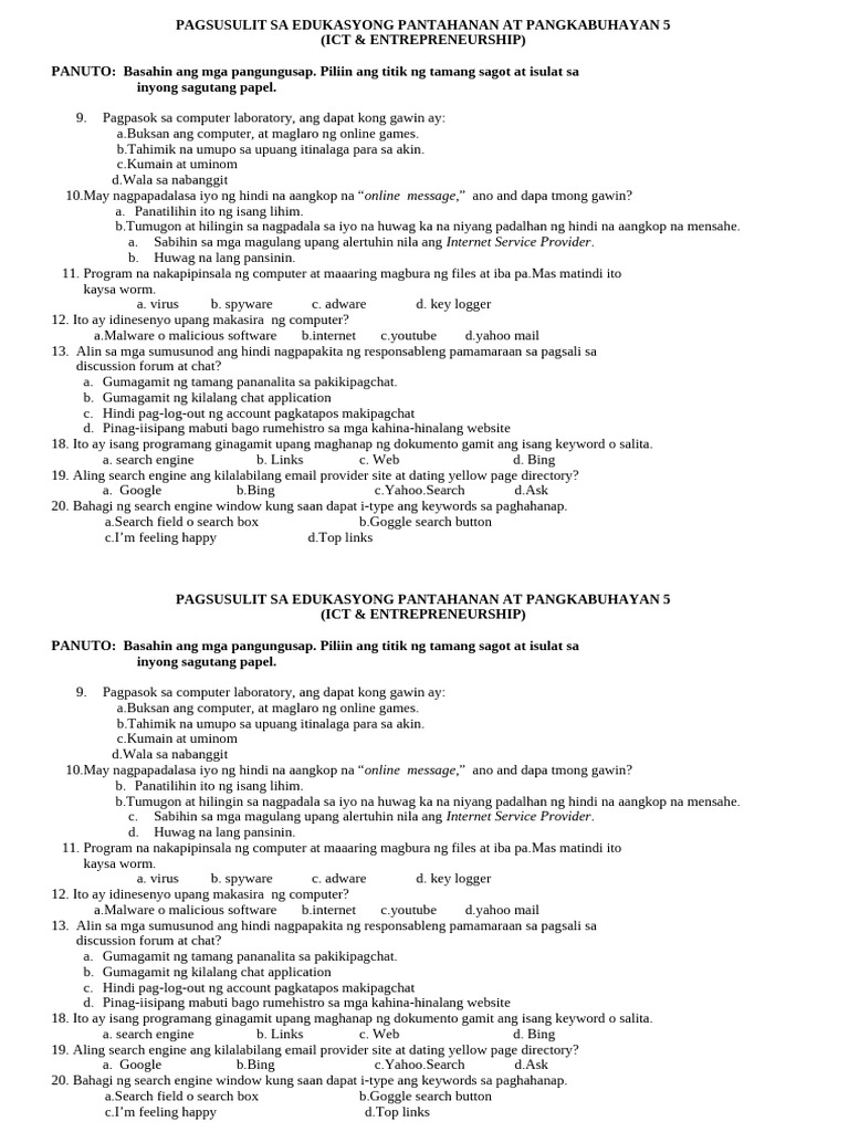 PT - Epp-Ict 5 - Q1 | PDF