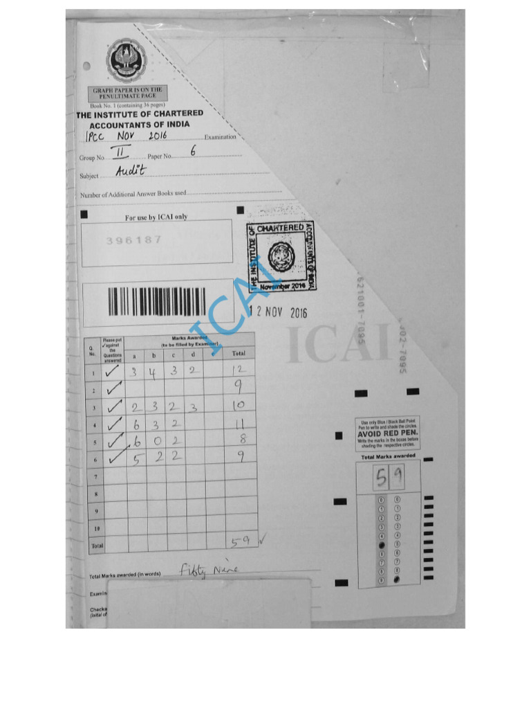 IPCC Audit Answer Sheet | PDF