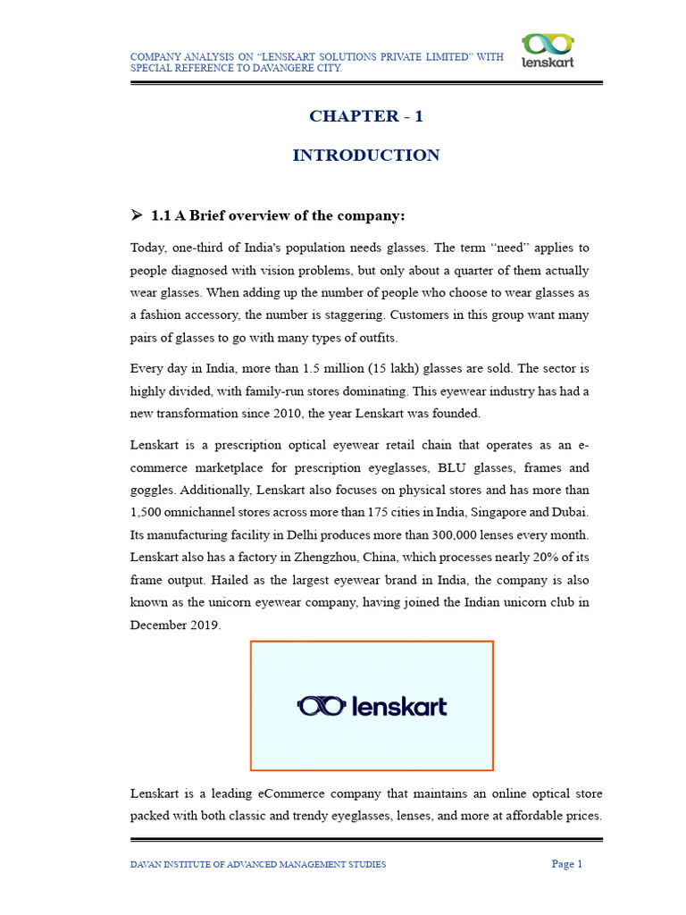 Davangere's Lenskart Market Analysis | PDF | Glasses | Revenue