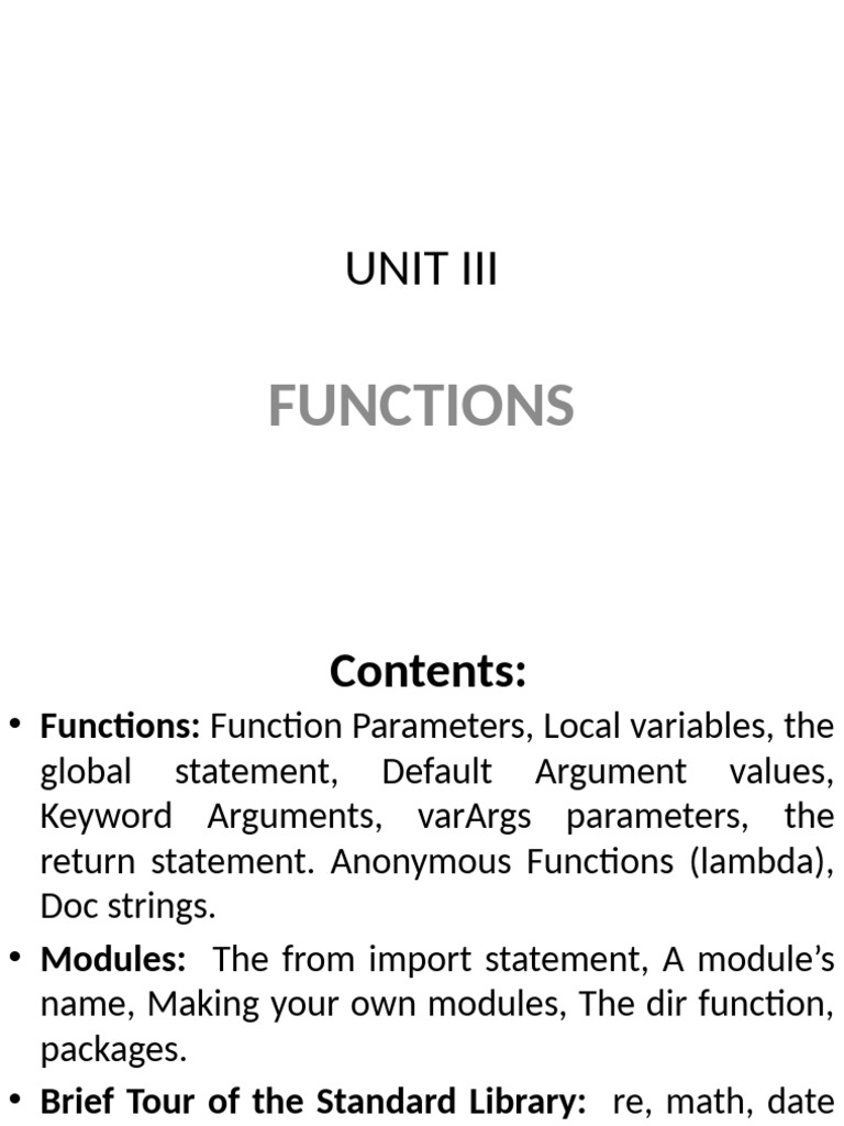 Unit III (OLD) | PDF | Parameter (Computer Programming) | Anonymous Function