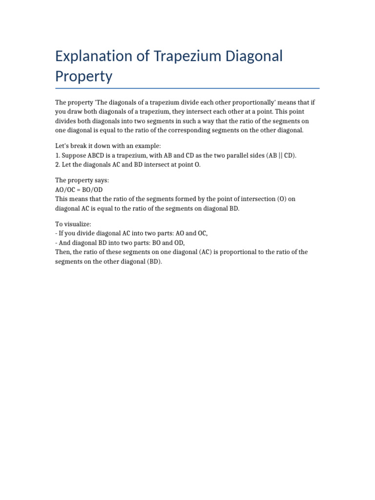 Trapezium Diagonal Property Explanation | PDF | Teaching Methods ...