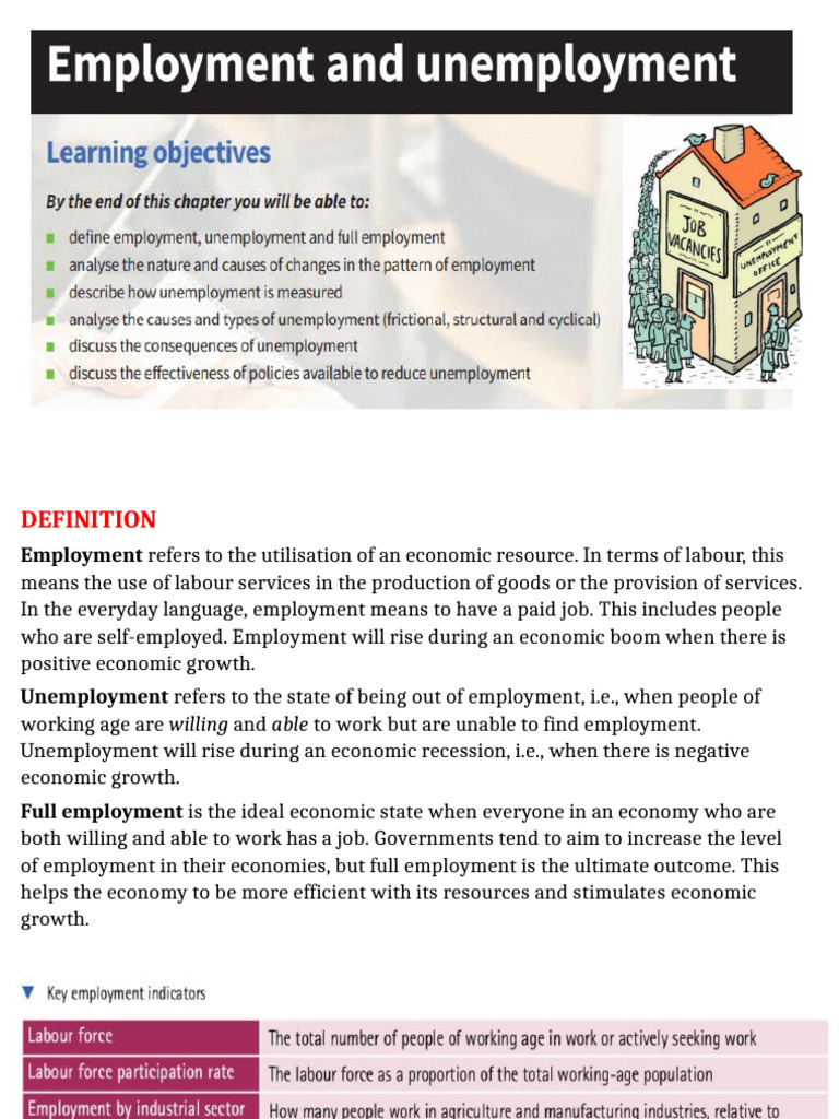 Igcse Economics Employment and Unemployment | PDF | Unemployment ...