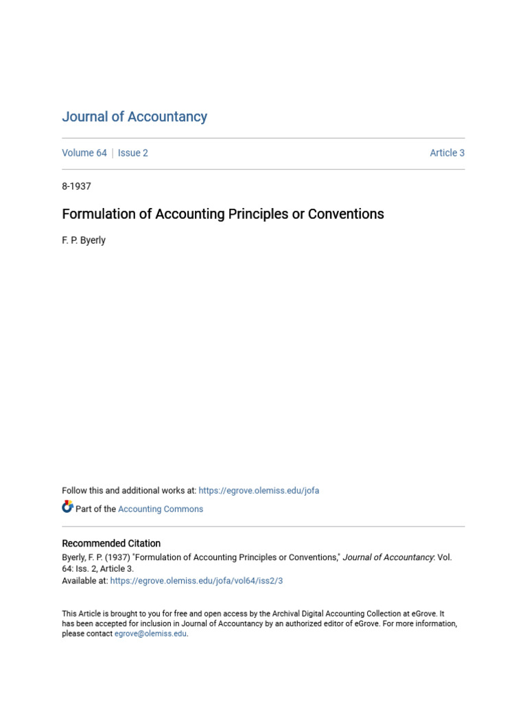 Formulation of Accounting Principles or Conventions | PDF | Bonds ...