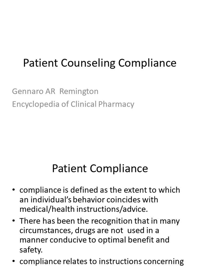 Patient Counseling Compliance | PDF | Pharmacy | Health Professional