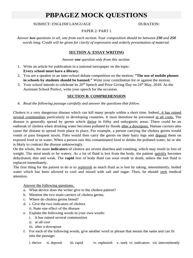 ENGLISH_5 | PDF | Cholera