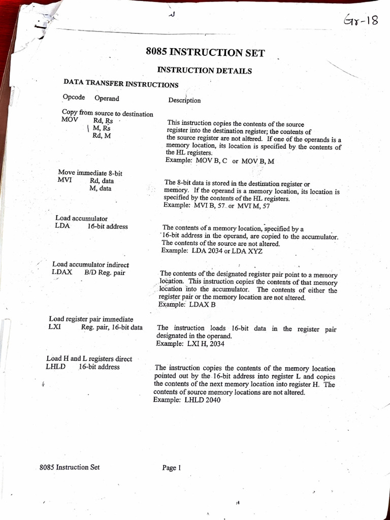 8085 Instruction Set | PDF | Integrated Circuit | Computer Architecture