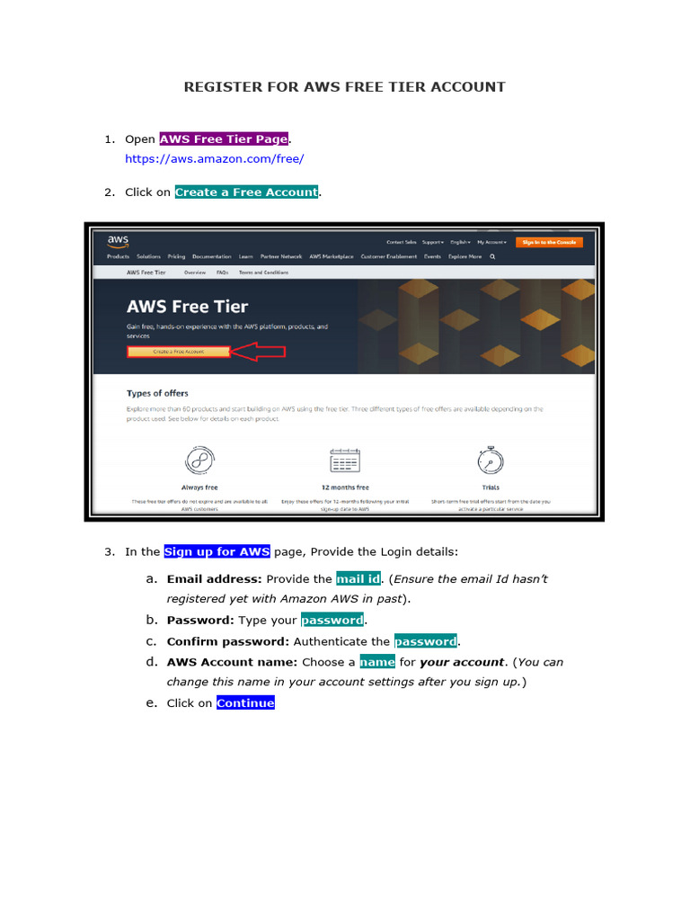 Create AWS Free Tier Account | PDF