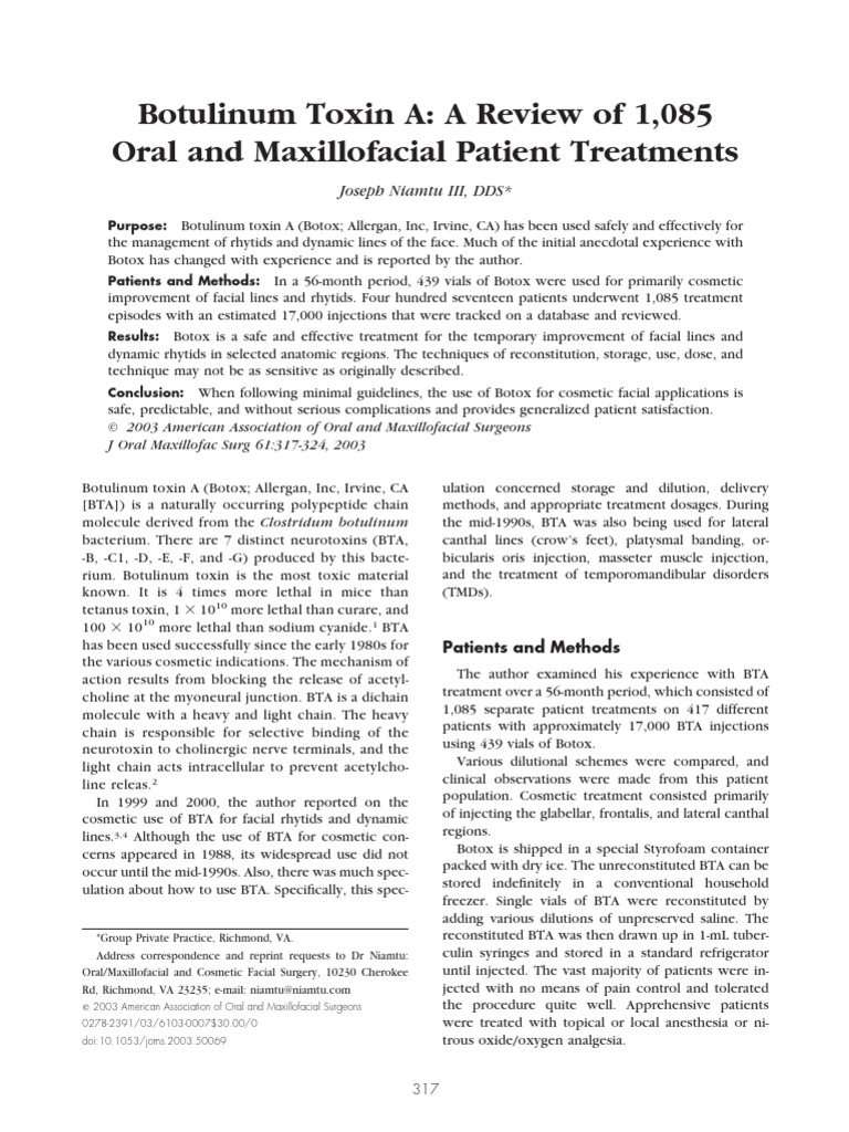 Botulinum Toxin A Review | PDF | Botulinum Toxin | Medical Specialties
